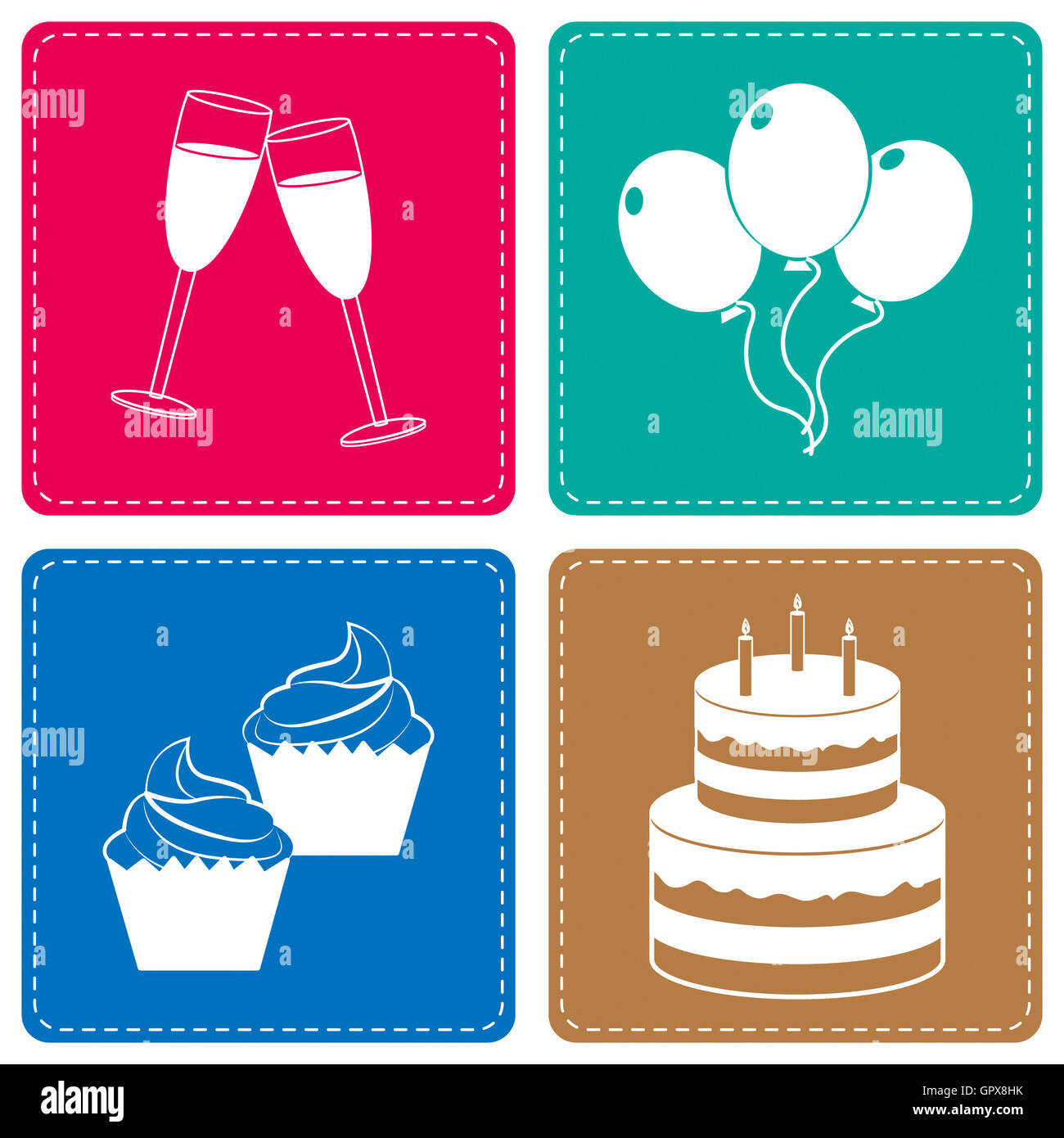 Celebrate Icons Indicating Fun Parties And Symbols Stock Photo - Alamy