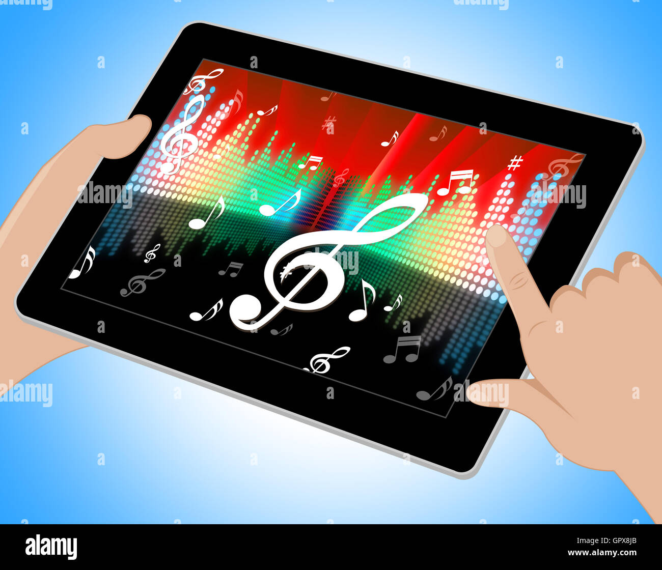 Equaliser Music Indicating Bass Clef And Equalizer Tablet Stock Photo ...