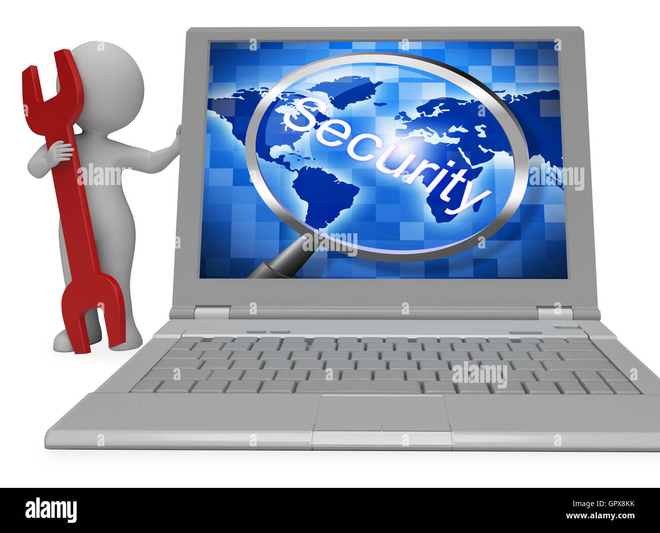 Security Magnifier Indicating Searches Searching And Protect 3d Rendering Stock Photo - Alamy
