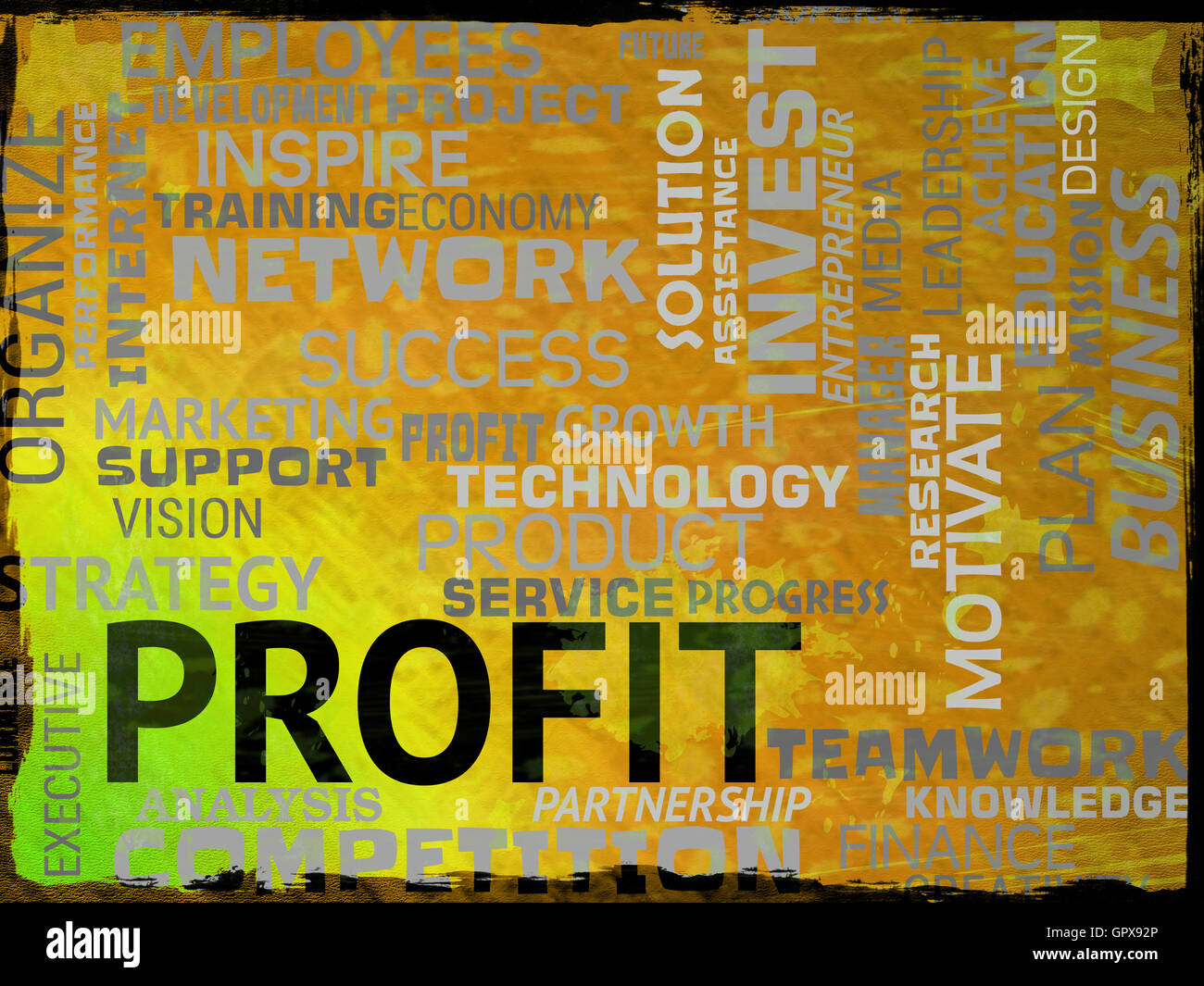 Profit Words Representing Investment Success And Lucrative Stock Photo ...