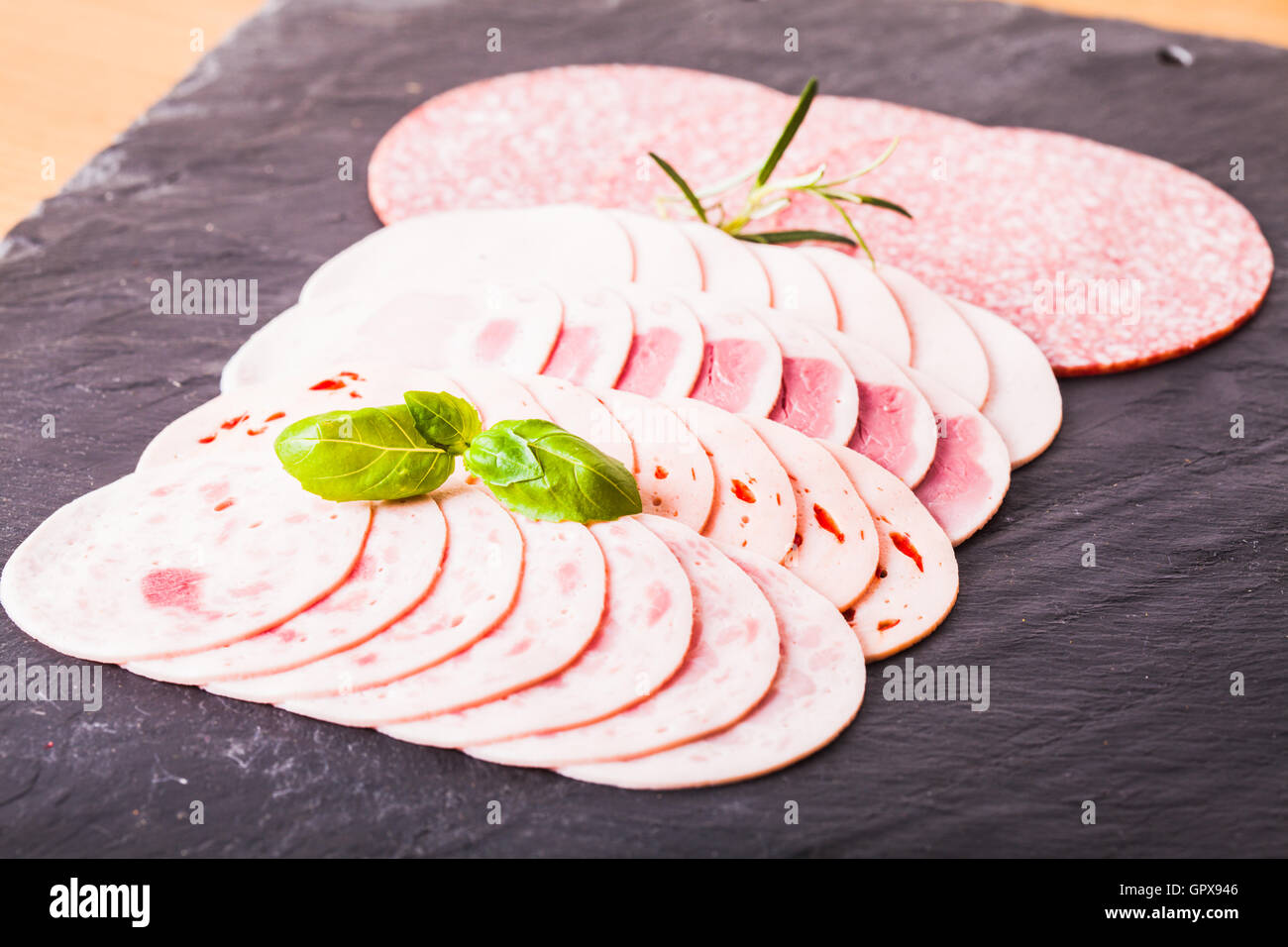 Variety of processed cold meat products Stock Photo - Alamy