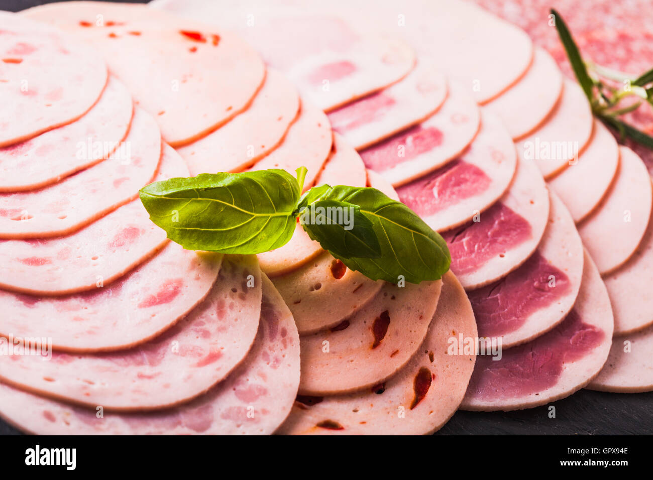 Variety of processed cold meat products Stock Photo - Alamy