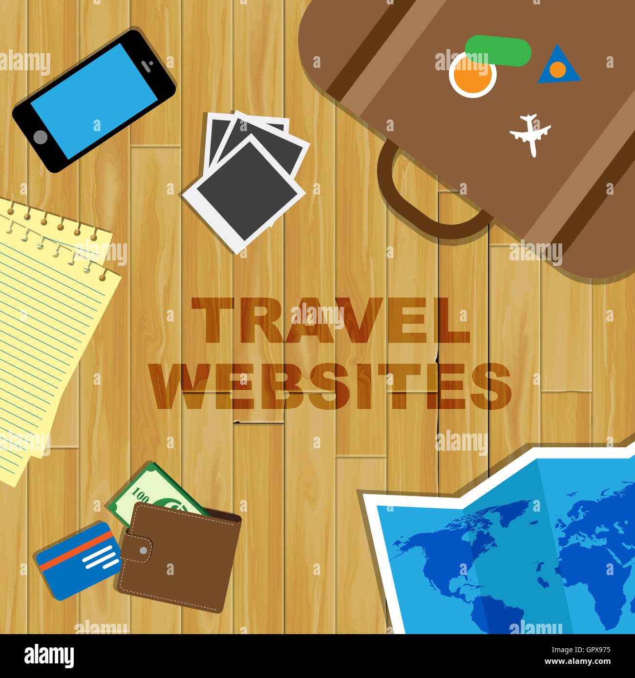 Travel Websites Showing Travelled Www And Explore Stock Photo - Alamy
