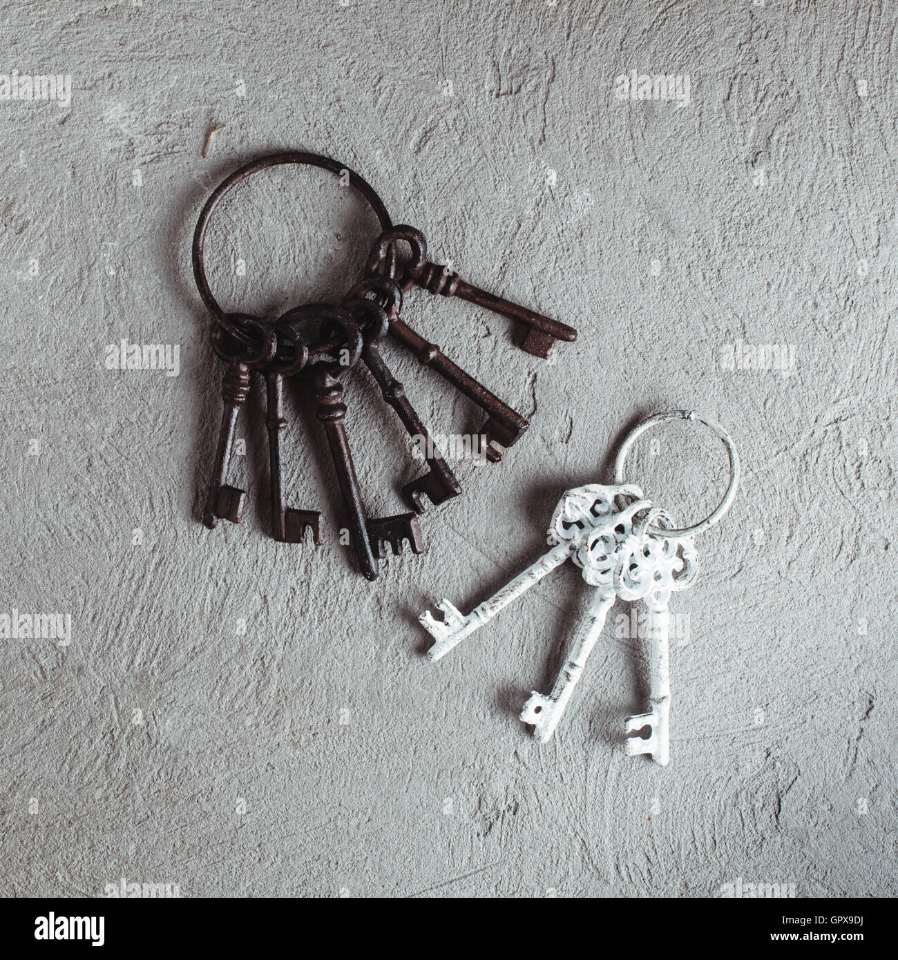 Vintage keys on ring Stock Photo - Alamy