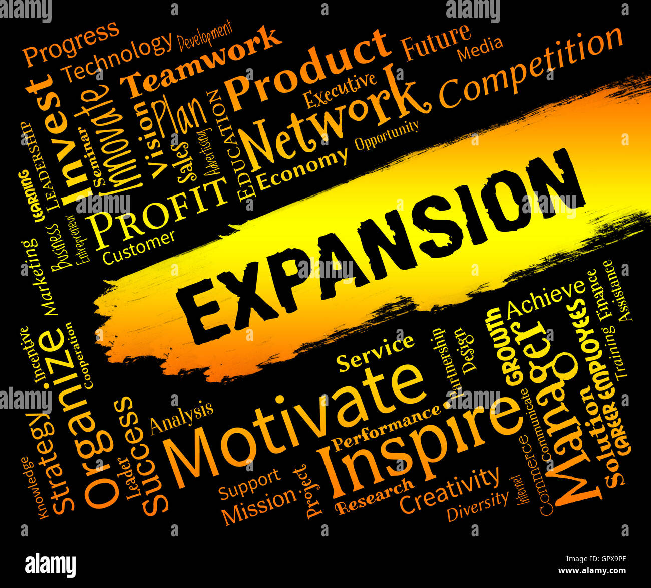 Expansion Words Meaning Growing Grow And Expanding Stock Photo - Alamy