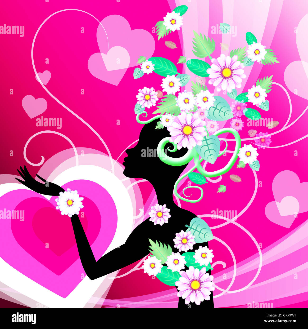 Woman With Flowers Representing Person Lady And Ladies Stock Photo - Alamy