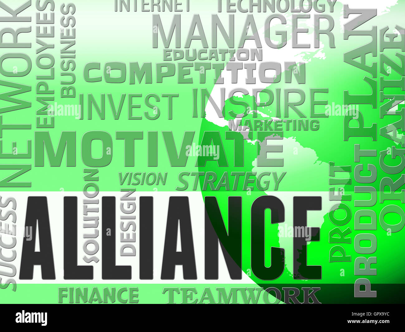 Alliance Words Indicating Partner Network And Together Stock Photo - Alamy