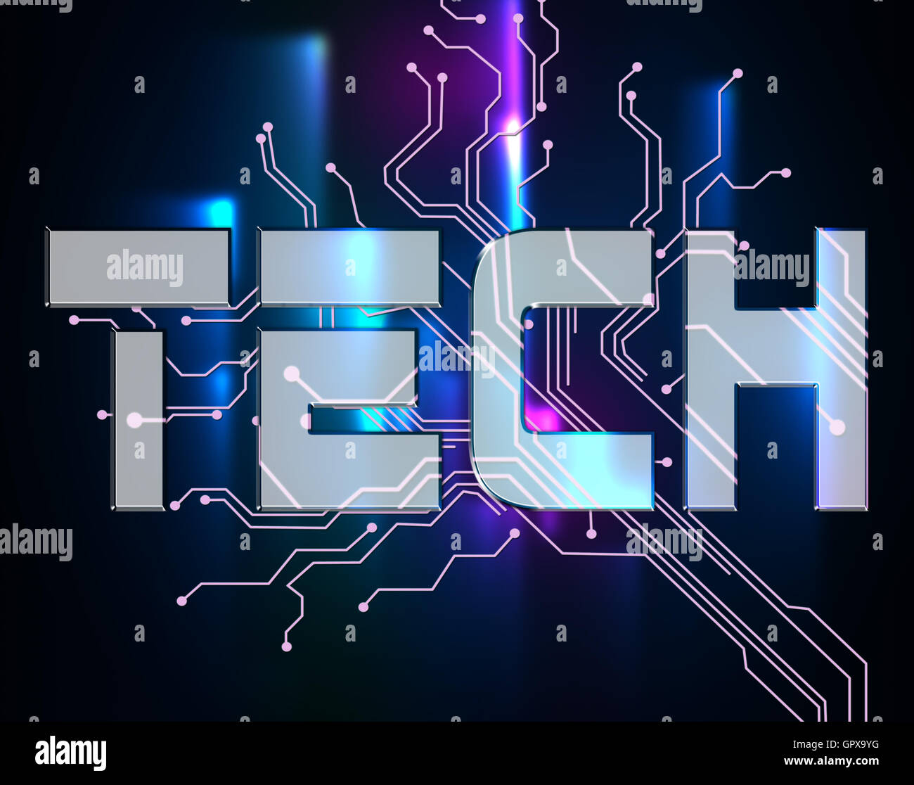 Tech Word Indicating Technologies Data And Hi-Tech Stock Photo - Alamy