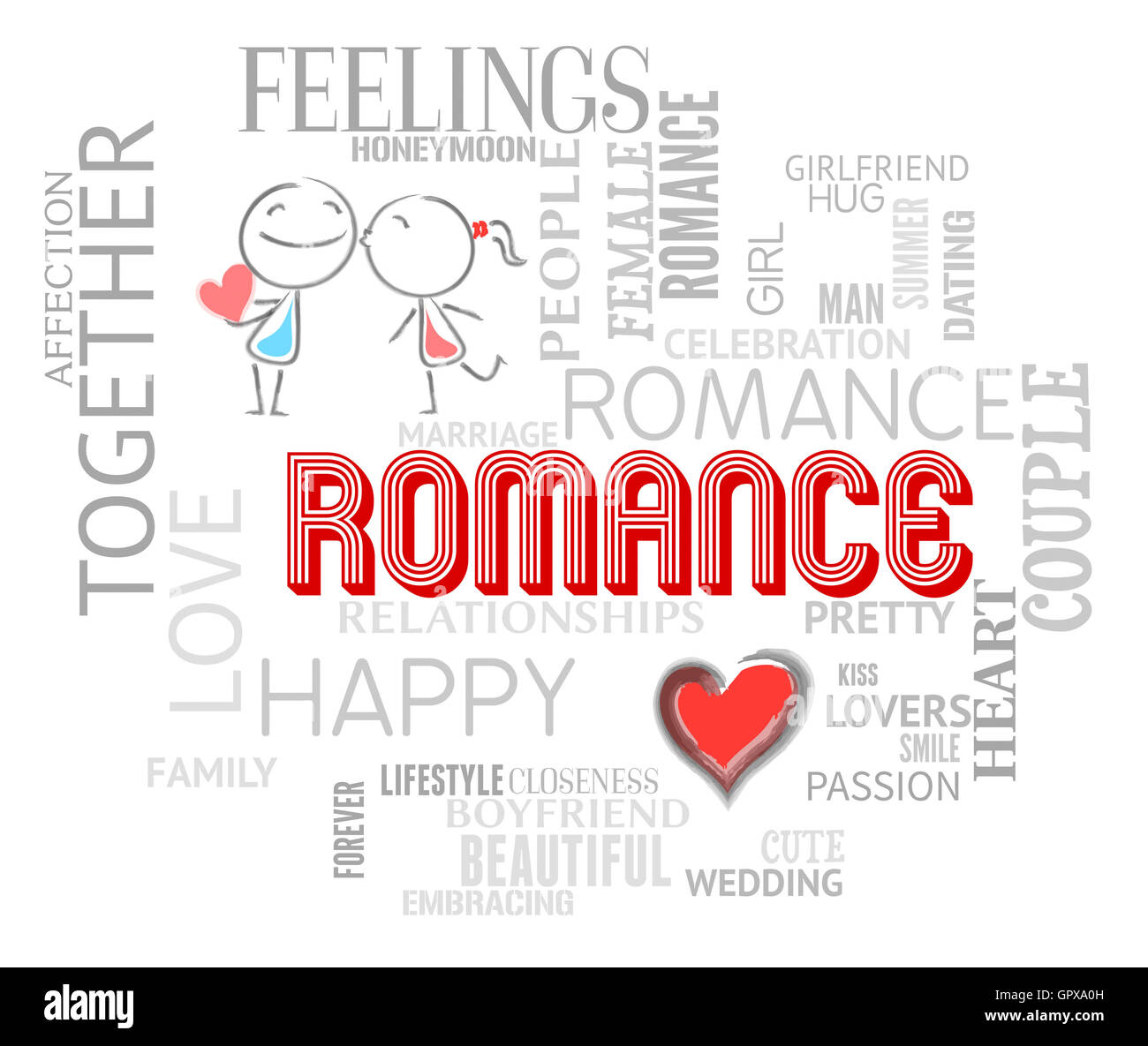 Romance Words Representing Find Love And Romancing Stock Photo - Alamy