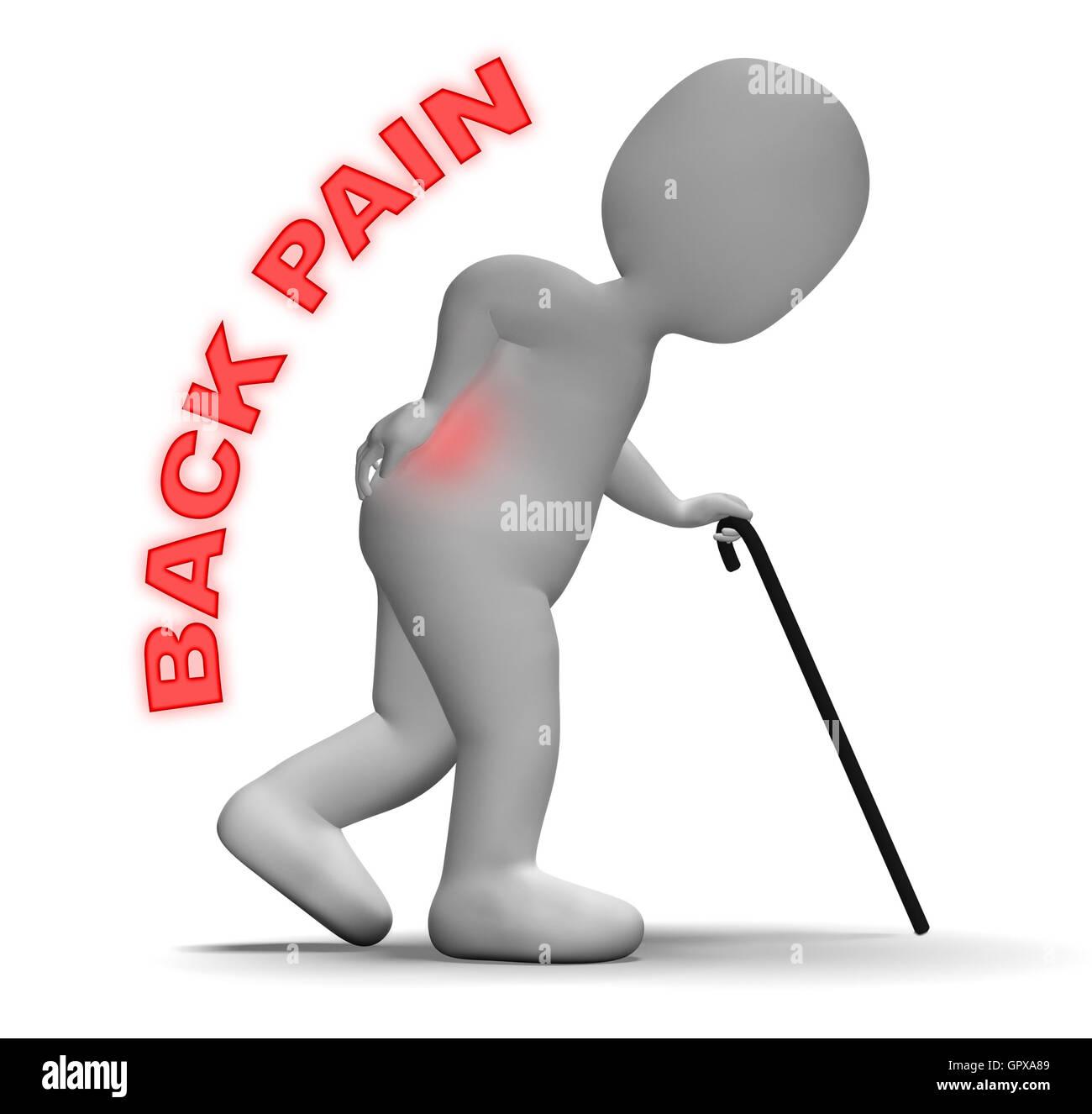 Back Pain Showing Spinal Column And Pains 3d Rendering Stock Photo - Alamy