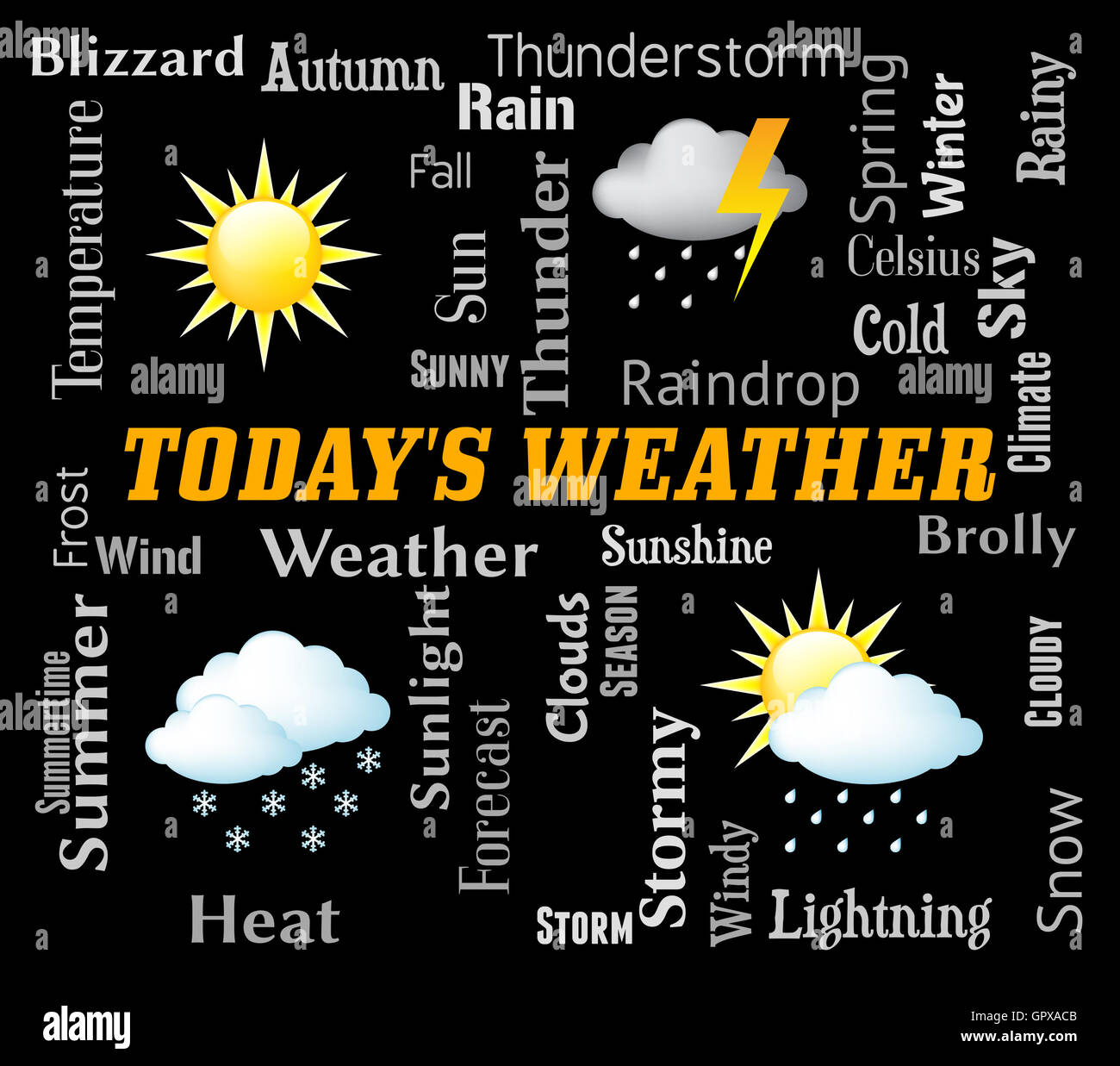 Todays Weather Indicating Meteorological Conditions And Forecast Stock ...