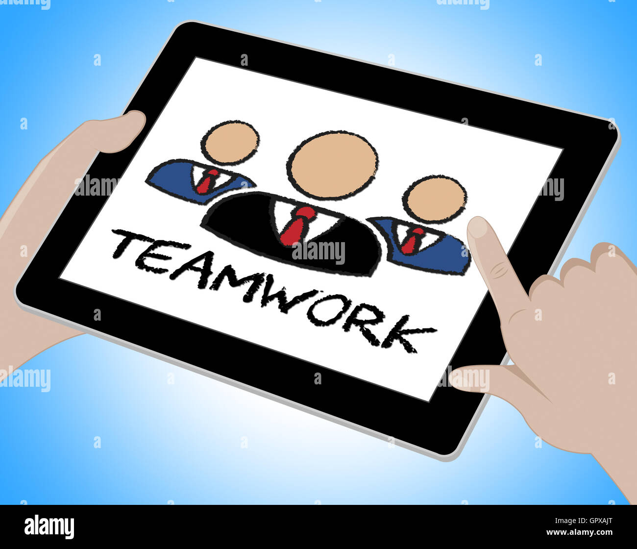 Teamwork Online Indicating Combined Unit And Unity Stock Photo - Alamy