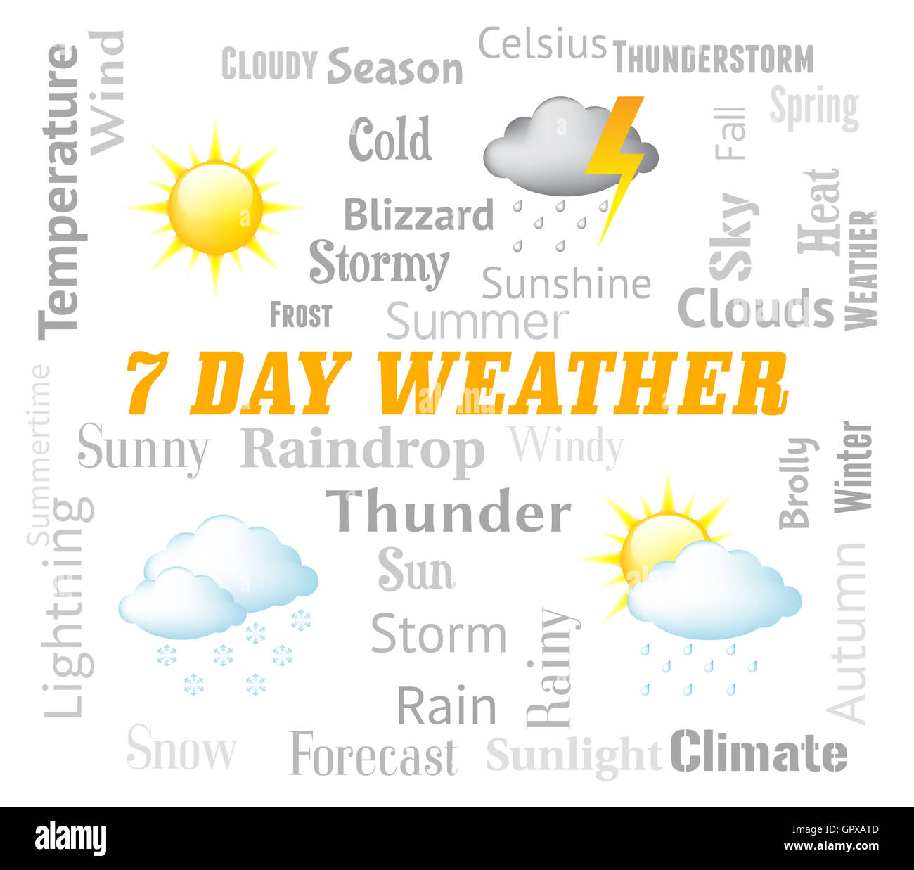 Week weather forecast Cut Out Stock Images & Pictures - Alamy