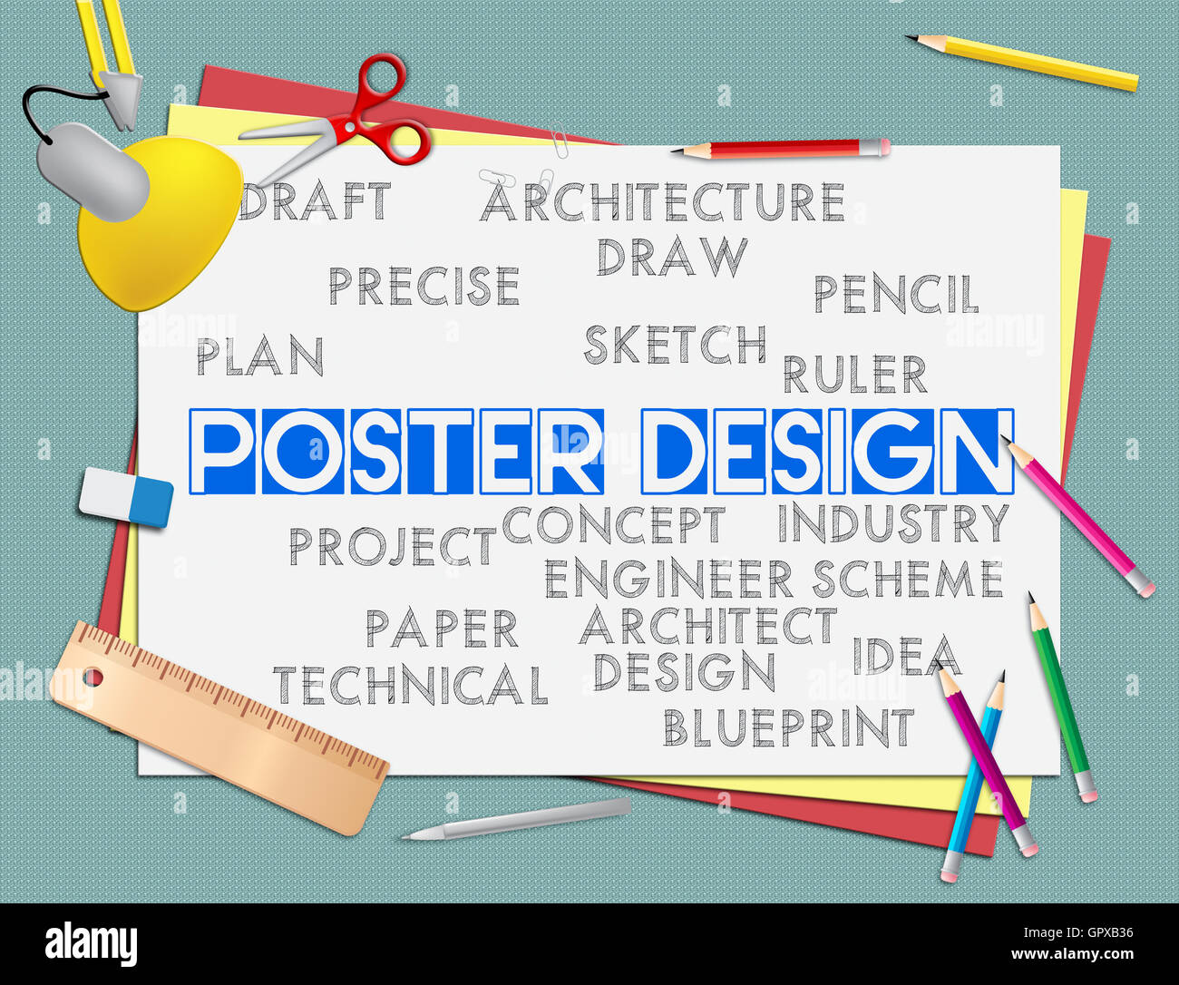 Poster Design Showing Creation Banner And Idea Stock Photo - Alamy