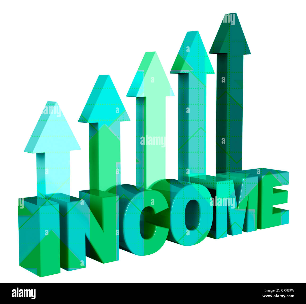 Income Arrows Indicating Revenue Wage And Direction 3d Rendering Stock ...