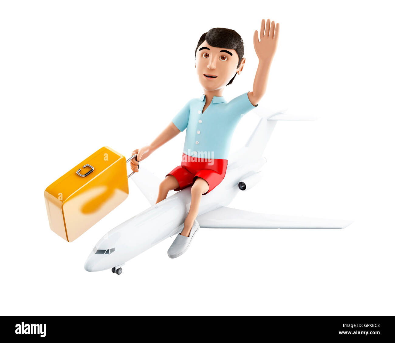 3d illustration. People tourist with suitcases, travel concept ...