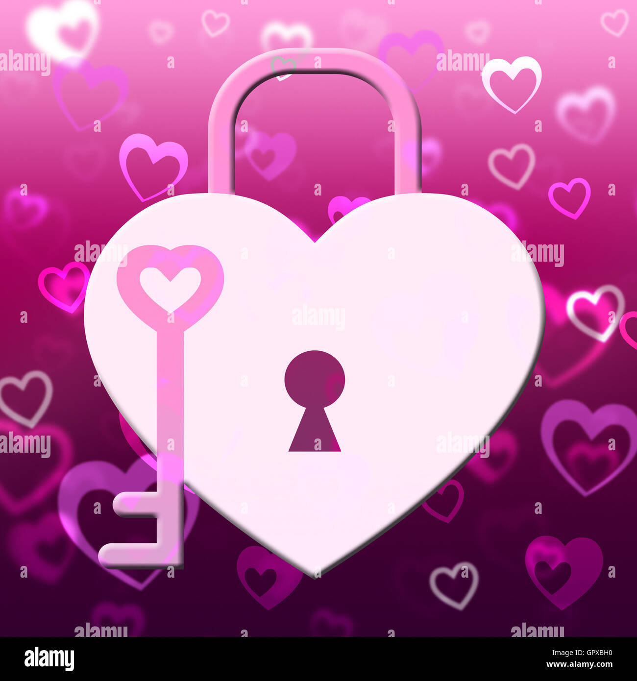 Hearts Lock Indicating In Love And Lover Stock Photo - Alamy