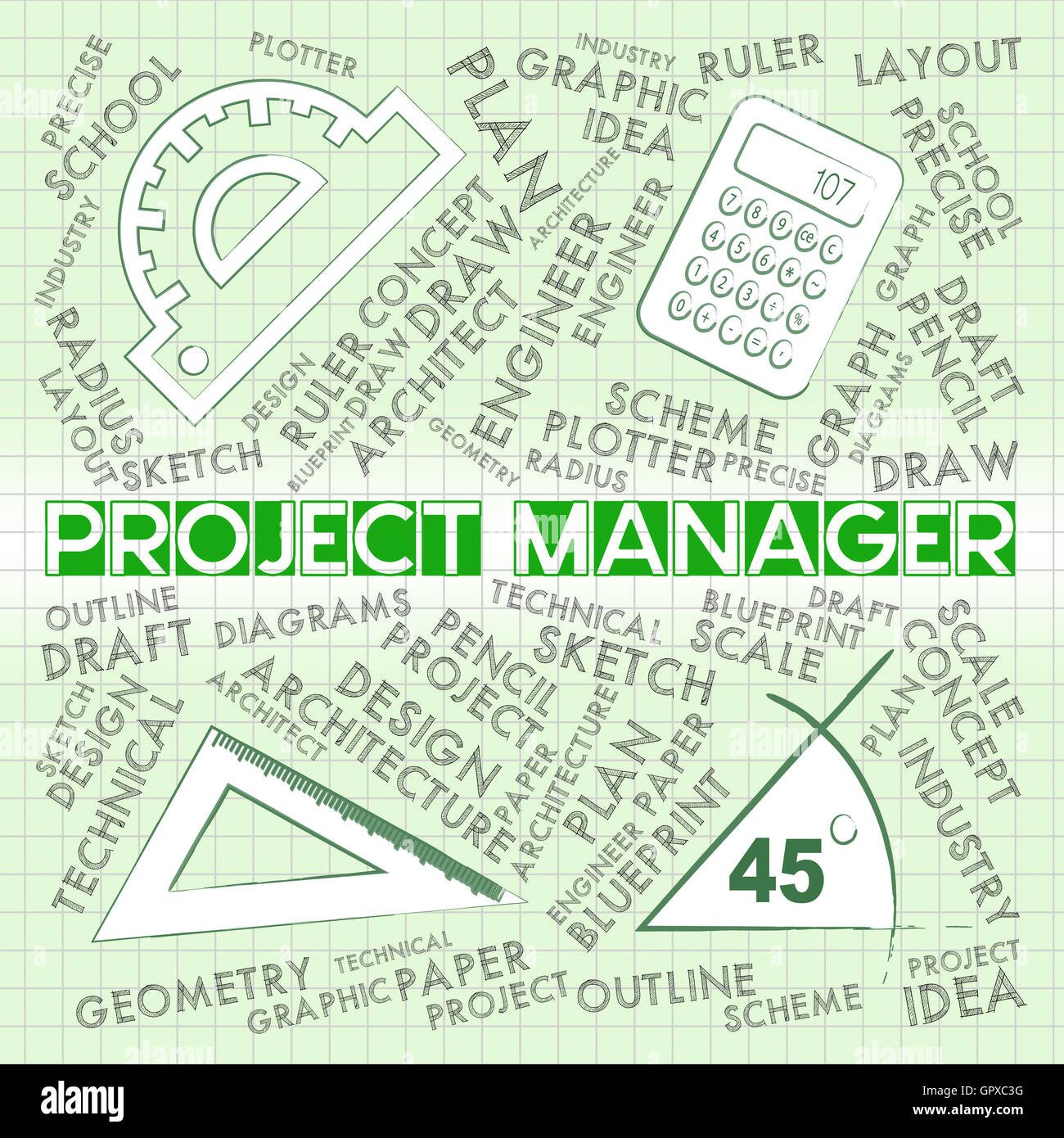 Project Manager Showing Business Position And Mission Stock Photo - Alamy