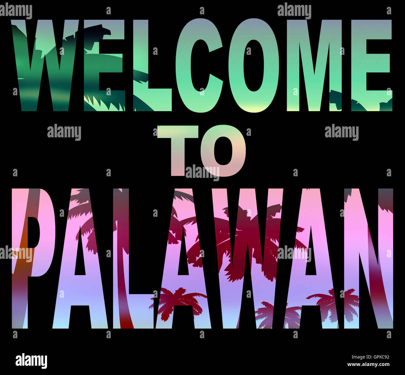 Welcome To Palawan Representing Vacation Holidays And Greetings Stock ...