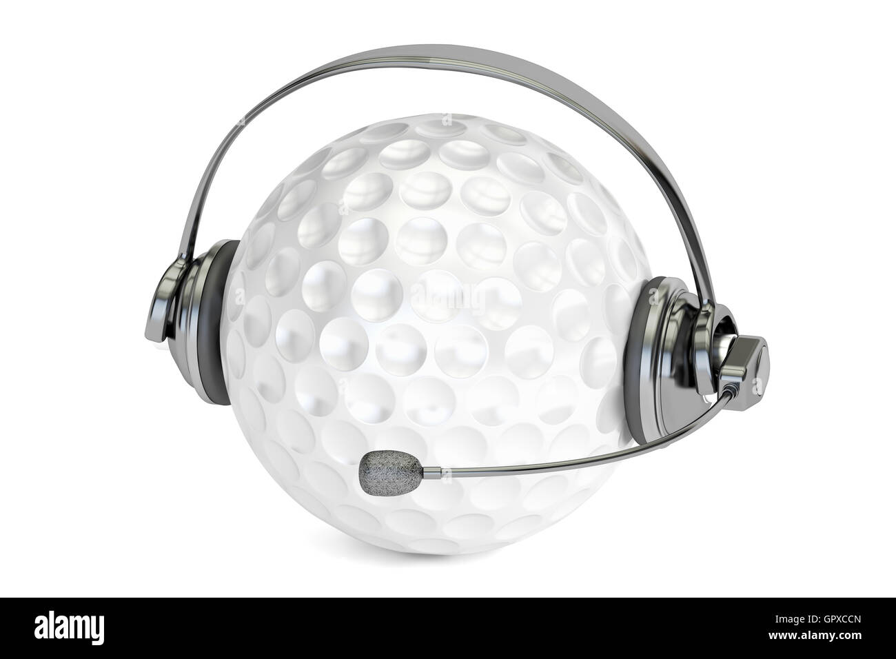 golf ball with headset or headphones 3D rendering Stock Photo - Alamy