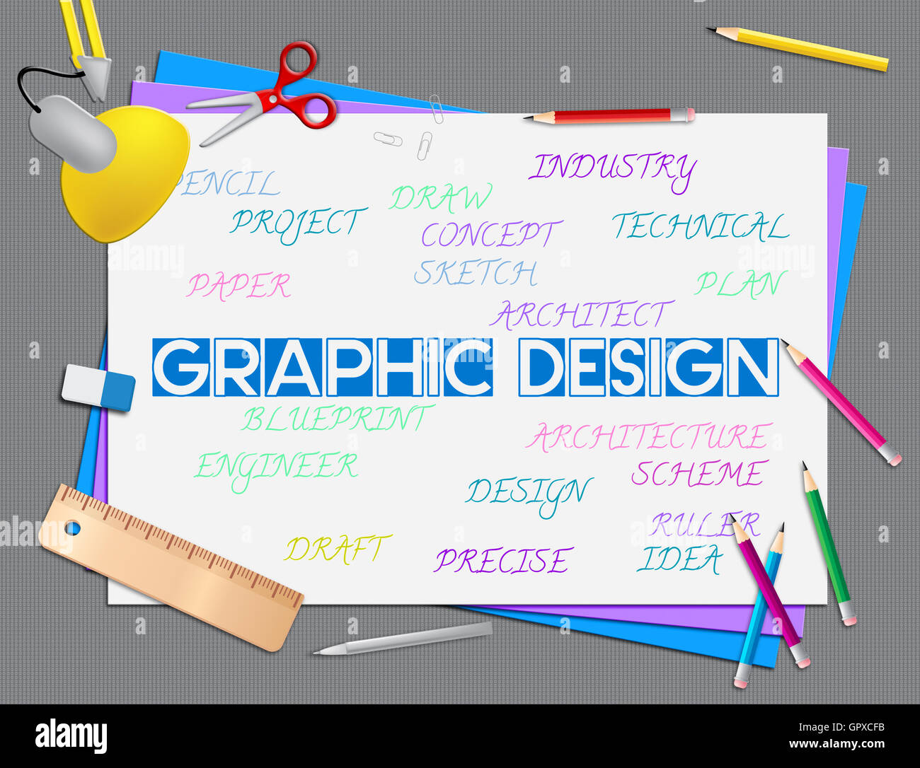 Graphic Design Representing Creative Designing And Creativity Stock ...