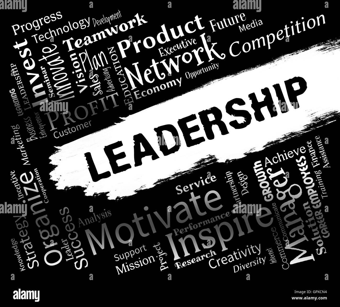 Leadership Words Meaning Initiative Control And Manage Stock Photo - Alamy