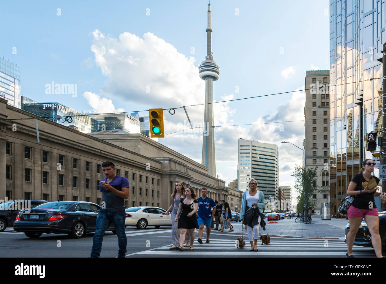 Toronto,Canada-august 1,2015:view of the CNN towers in Toronto during a ...