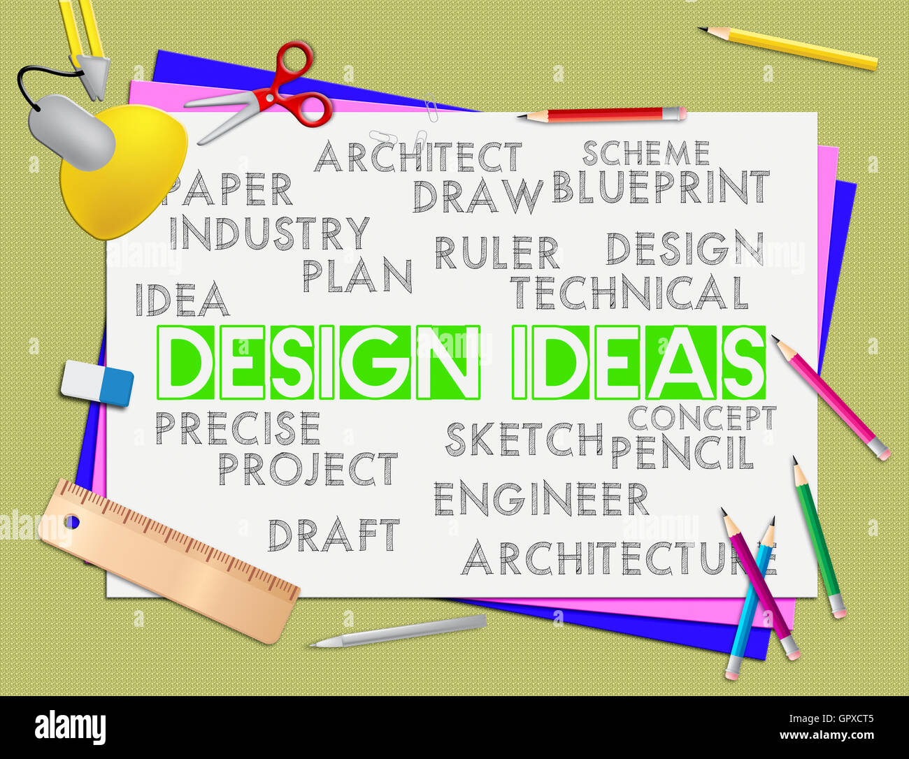 Design Ideas Meaning Development Designer And Thoughts Stock Photo - Alamy