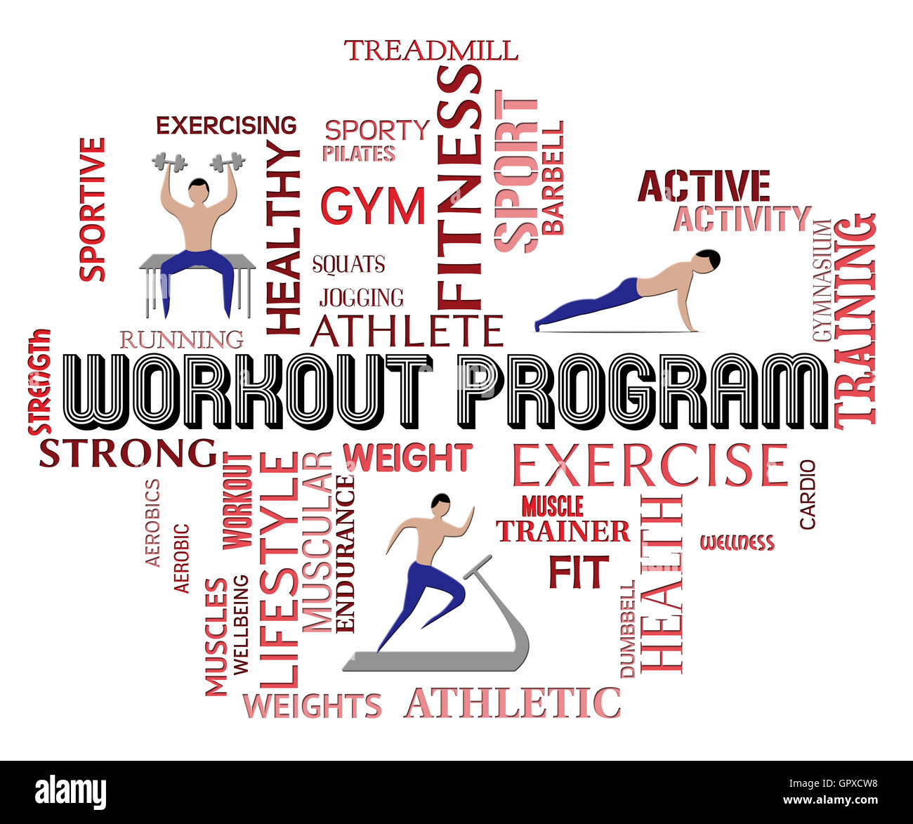 Workout Program Indicating Physical Activity And Plans Stock Photo - Alamy