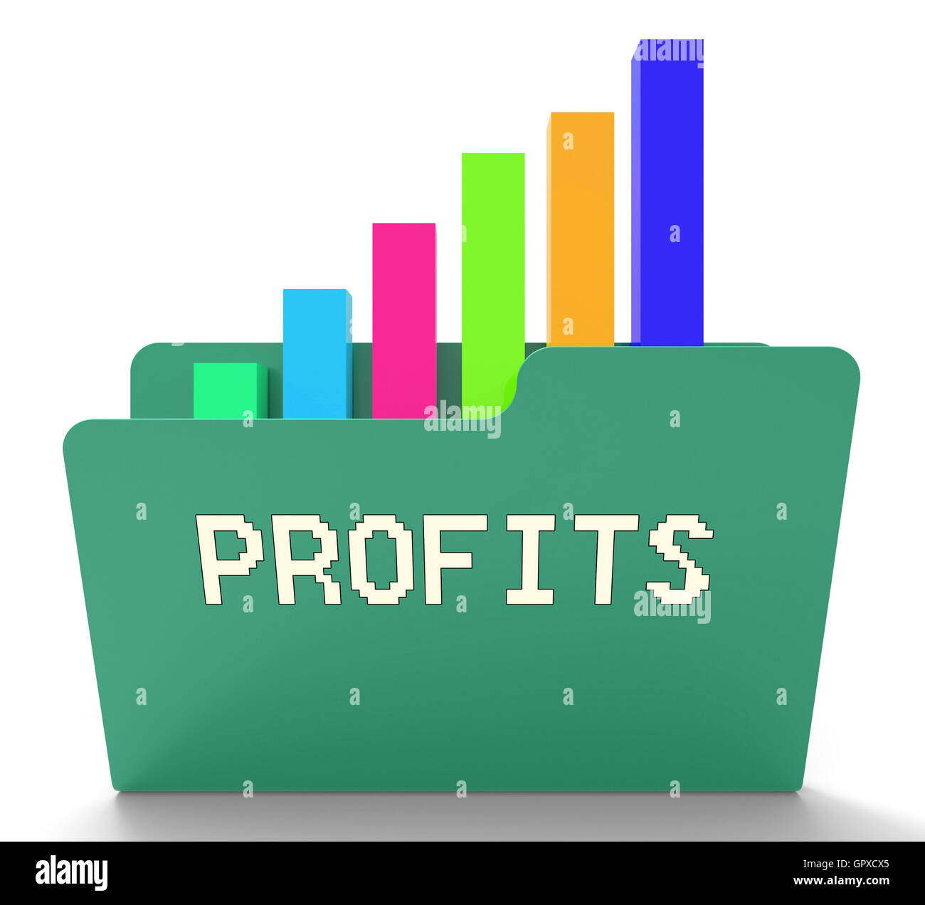 Profits File Representing Business Graph And Organized 3d Rendering ...