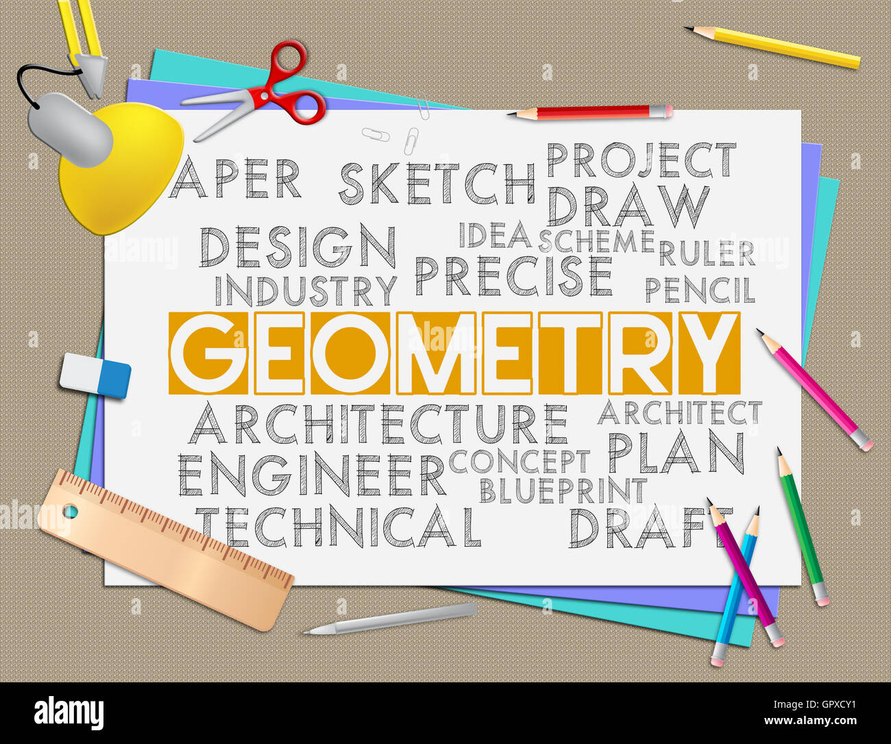 Geometry Words Indicating Survey Measurement And Maths Stock Photo - Alamy