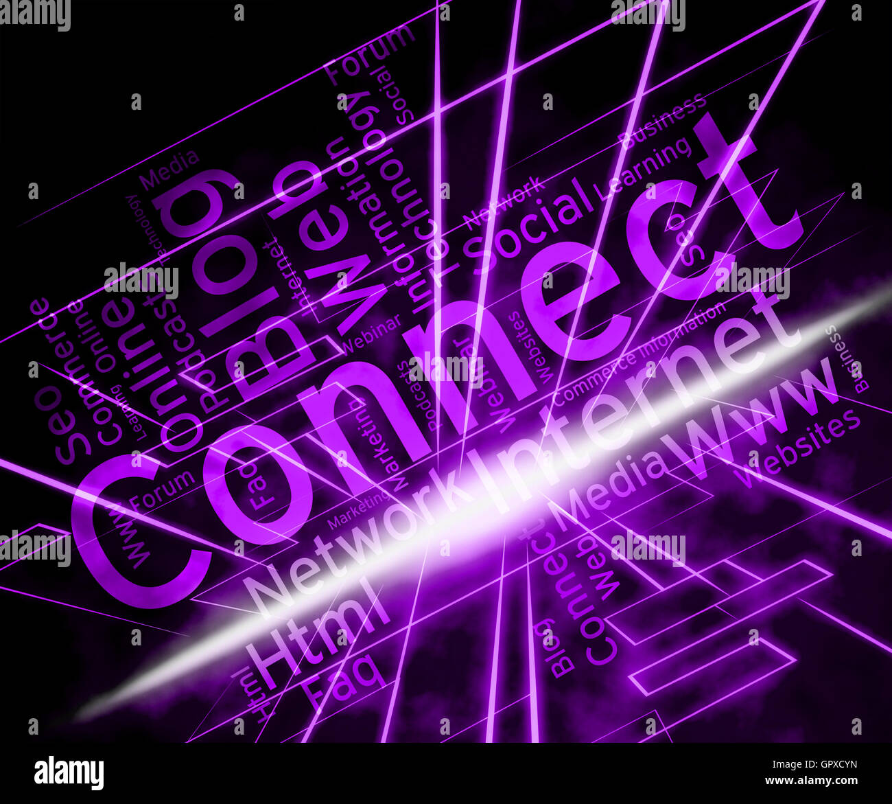 Connect Word Indicating Network Server And Wordclouds Stock Photo - Alamy