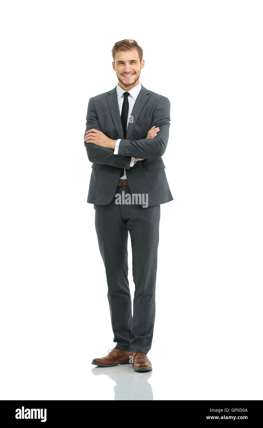 Portrait of a elegant handsome business man on white background Stock ...