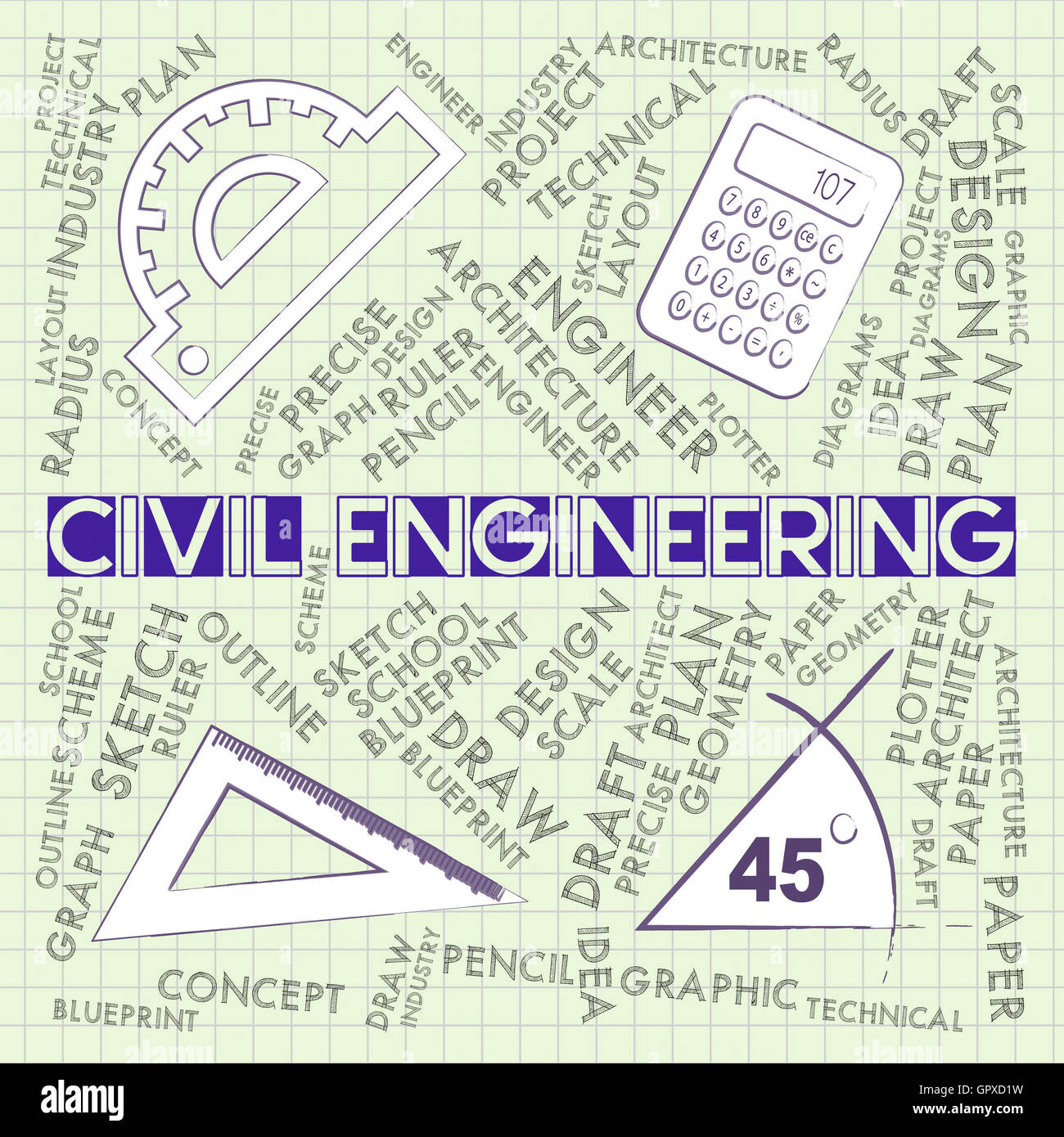 Civil Engineering Indicating Employ Occupations And Builder Stock Photo ...