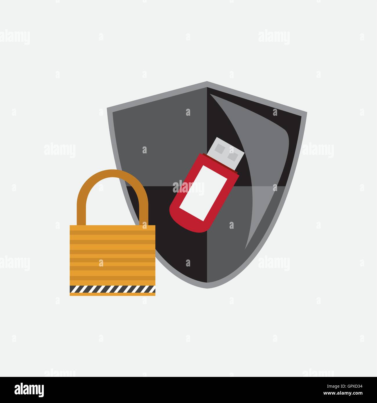 safety lock with usb drive and shield system security design Stock ...