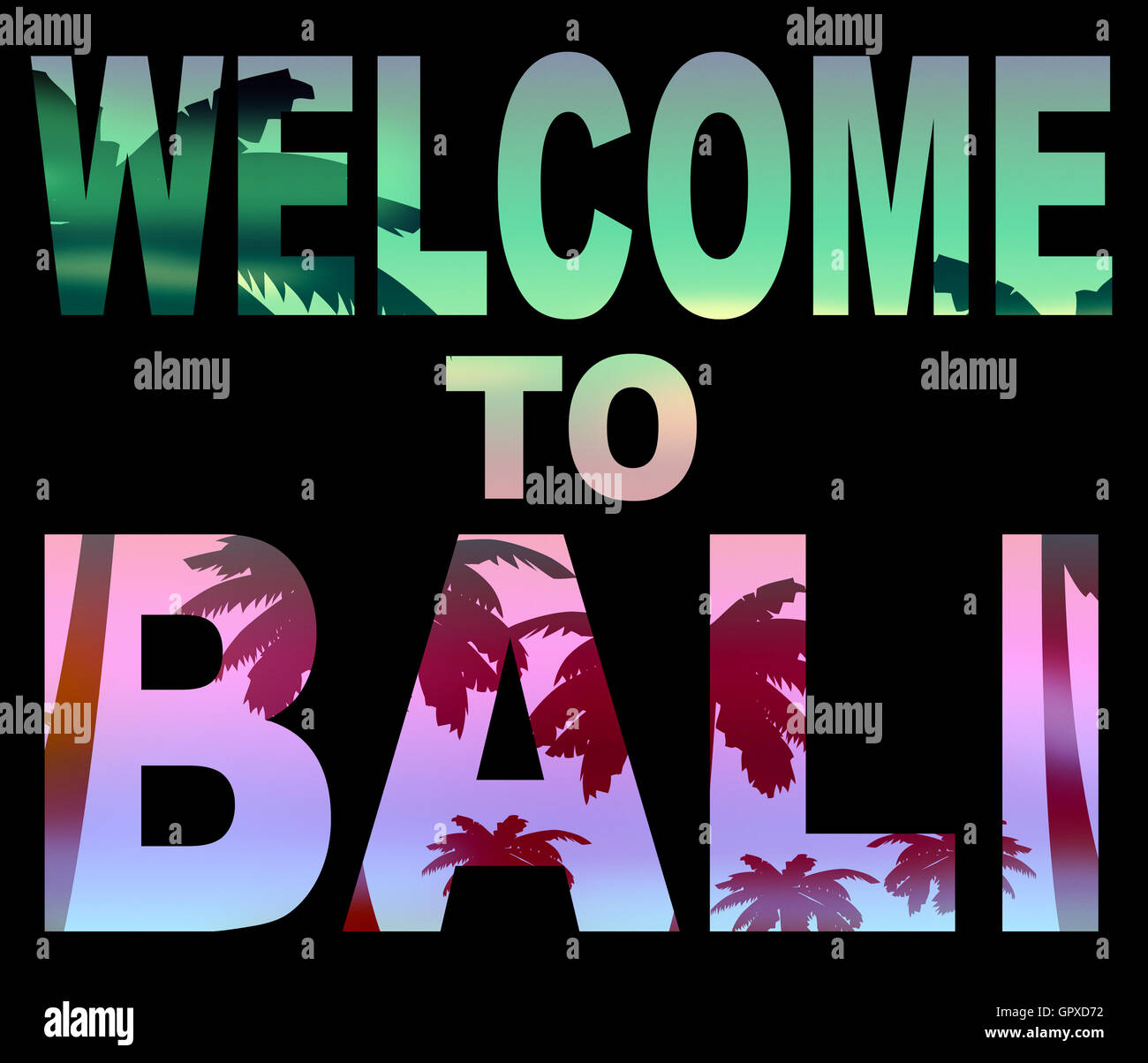 Welcome To Bali Showing Holiday Greetings And Invitation Stock Photo ...