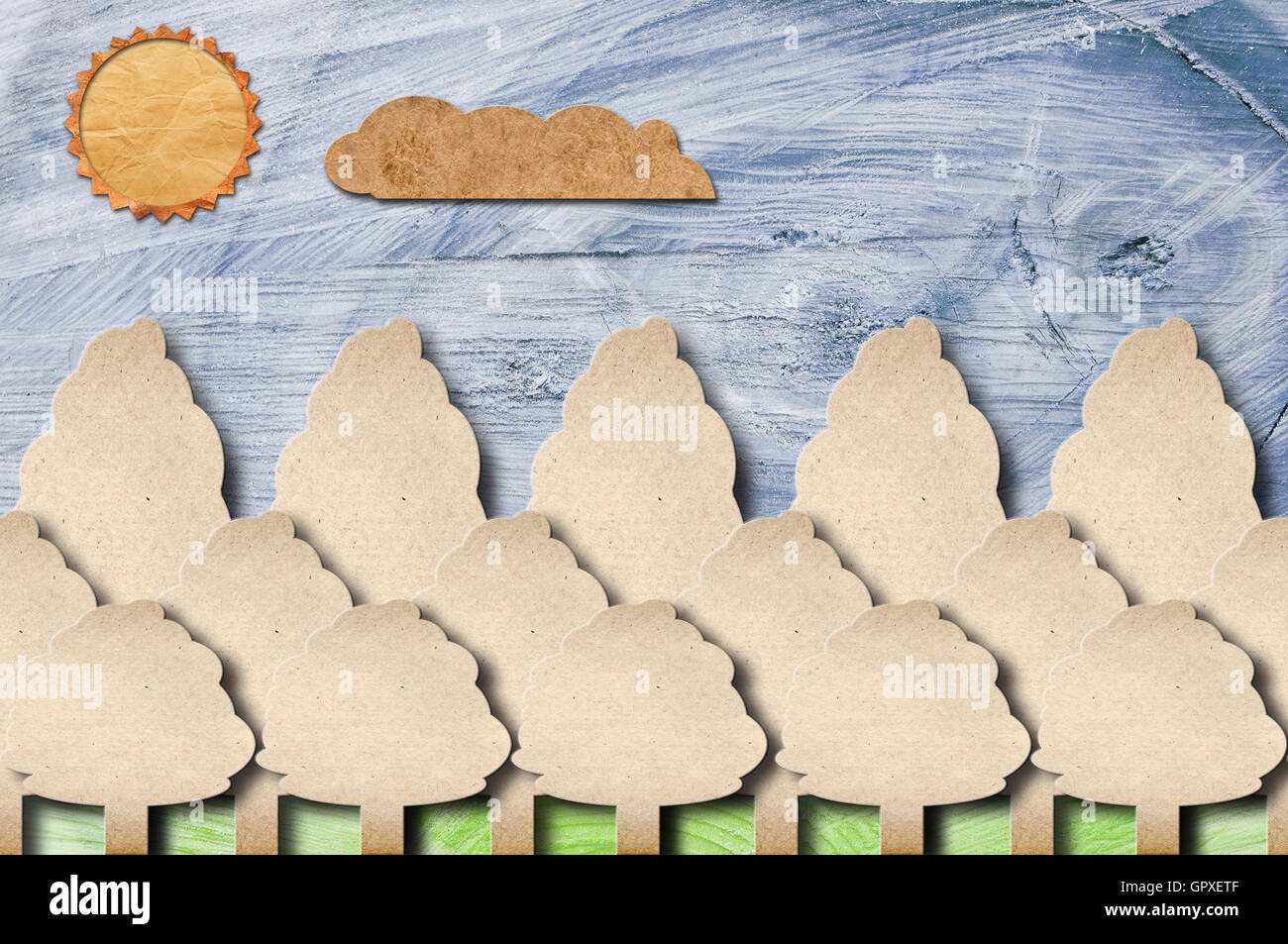 forest view from recycled paper Stock Photo - Alamy