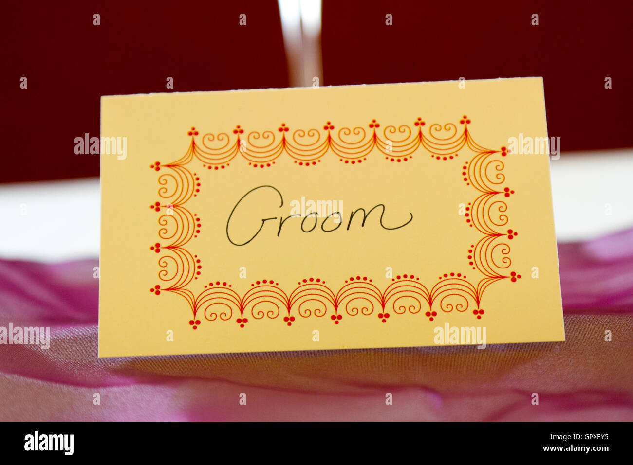 Groom Name Tag Stock Photo - Alamy