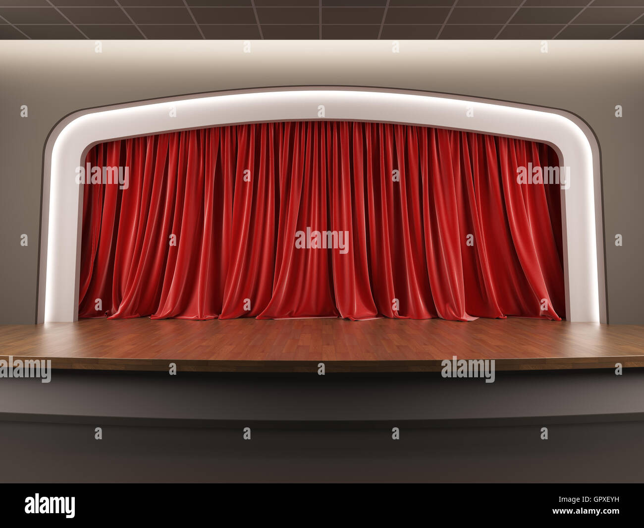 Empty stage with red velvet curtain Stock Photo - Alamy