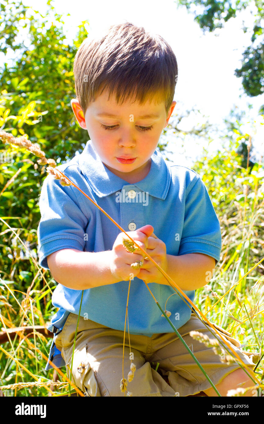 Young Boy Outside Stock Photo - Alamy