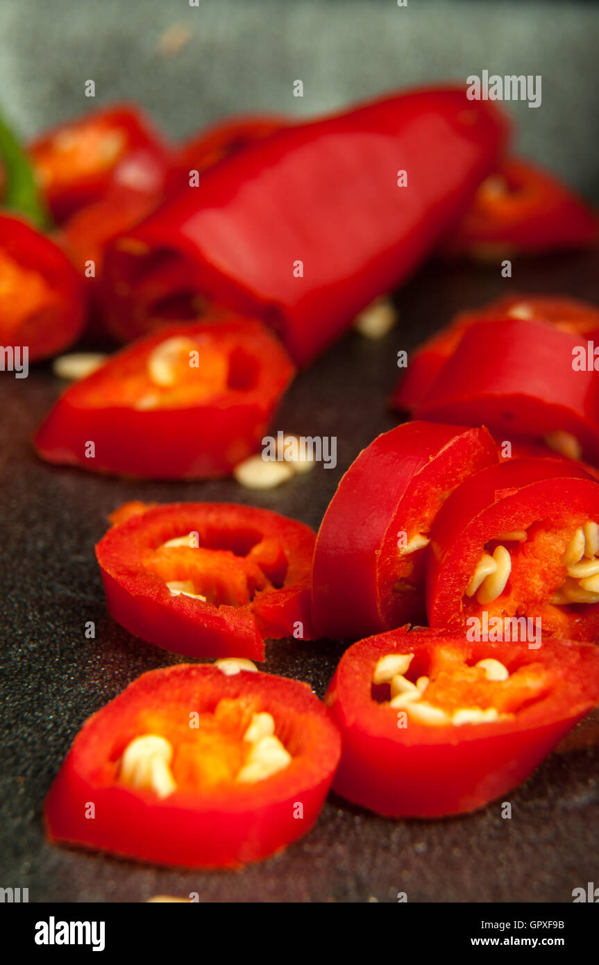 Slice chilli pepper Stock Photo - Alamy