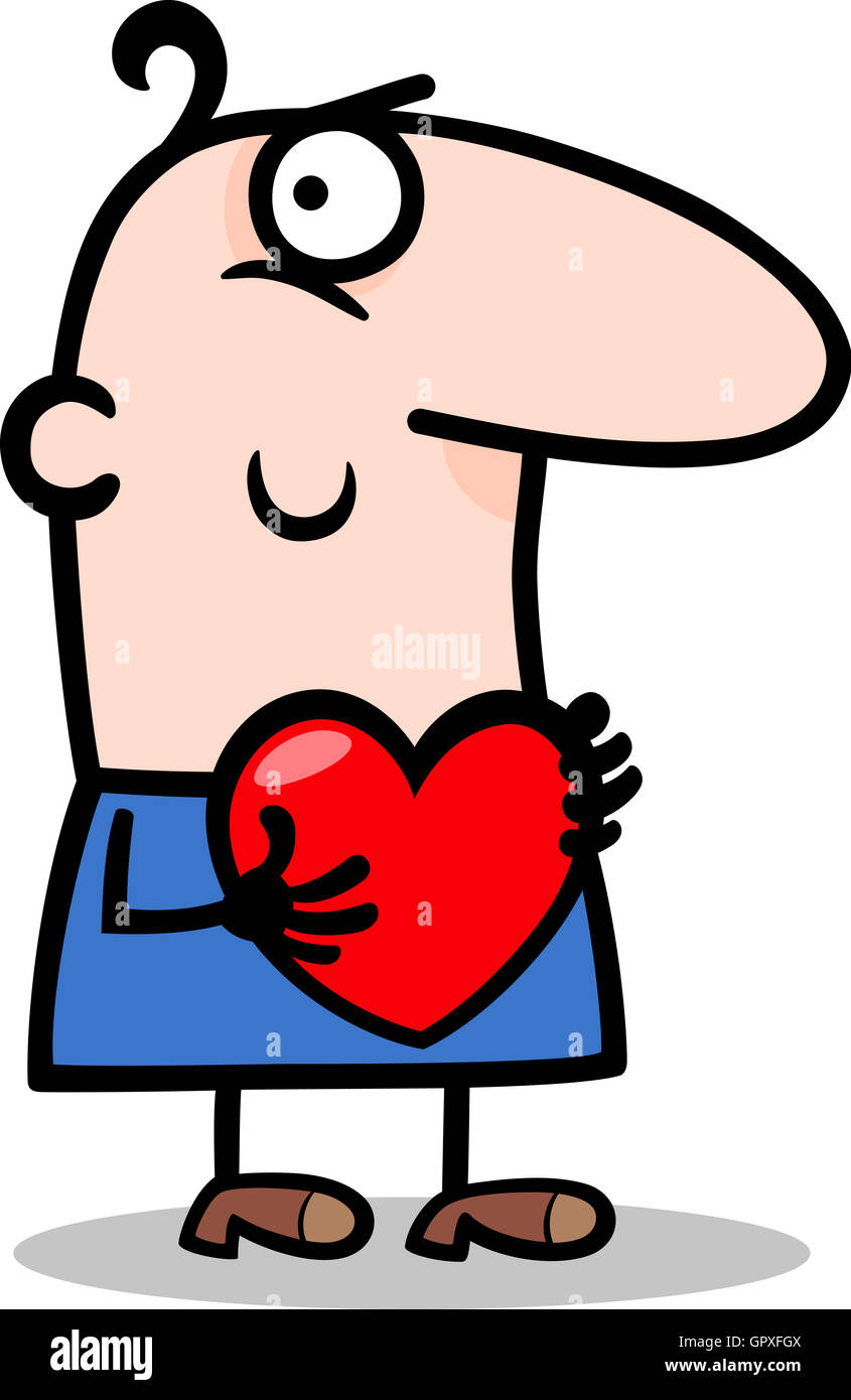 man with heart cartoon illustration Stock Photo - Alamy