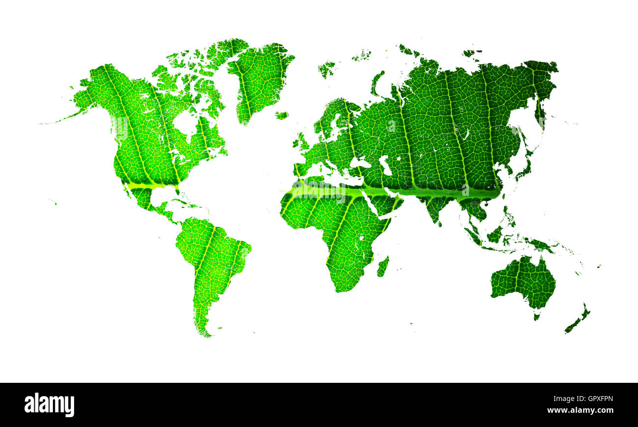 world map with leaf texture Stock Photo - Alamy