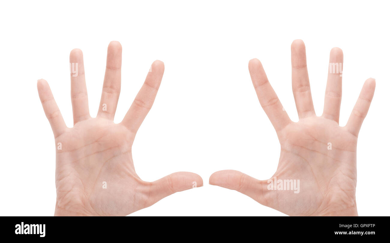 Open woman hand or number five isolated on white Stock Photo - Alamy