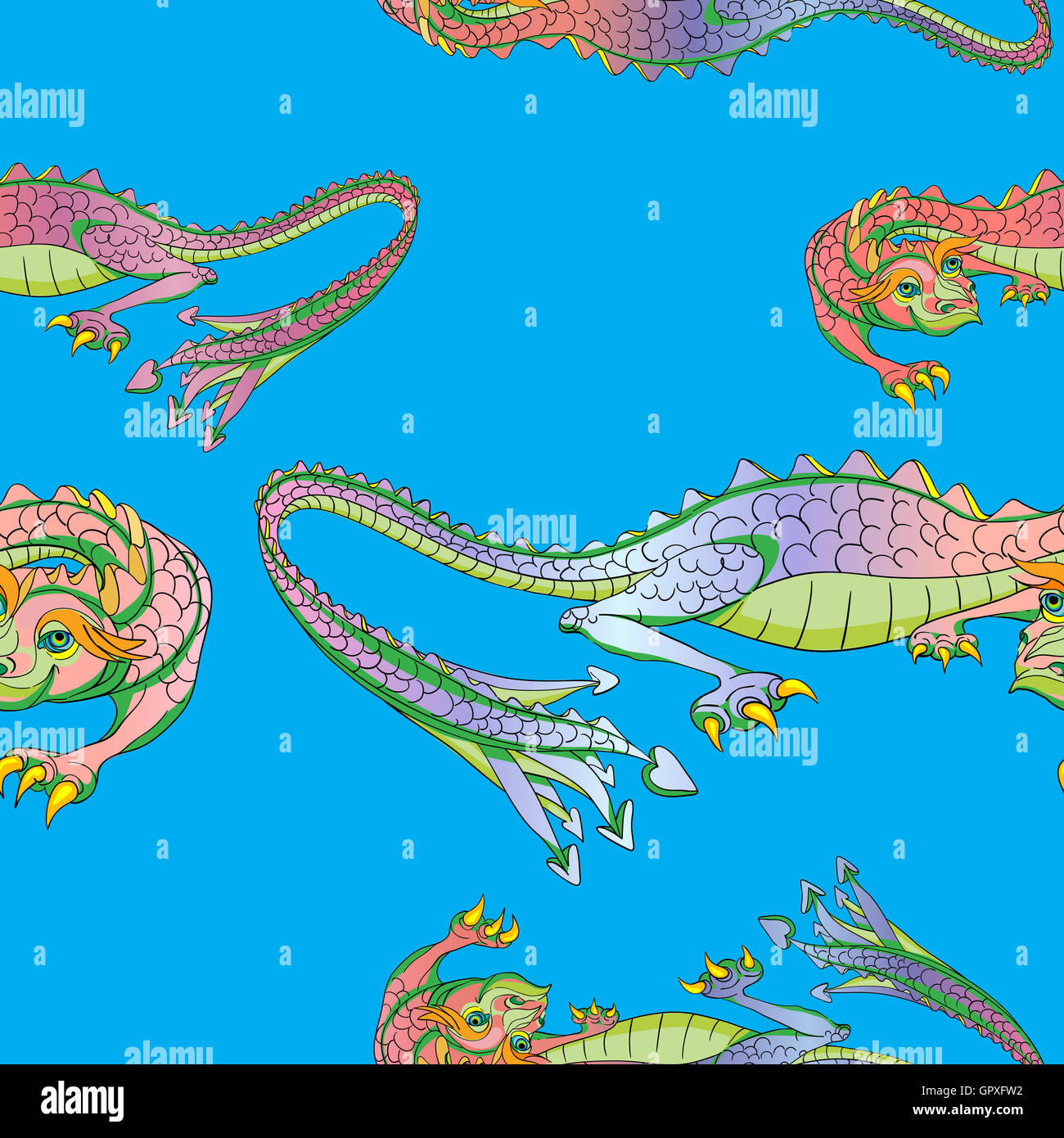 silk dragons pattern Stock Photo - Alamy