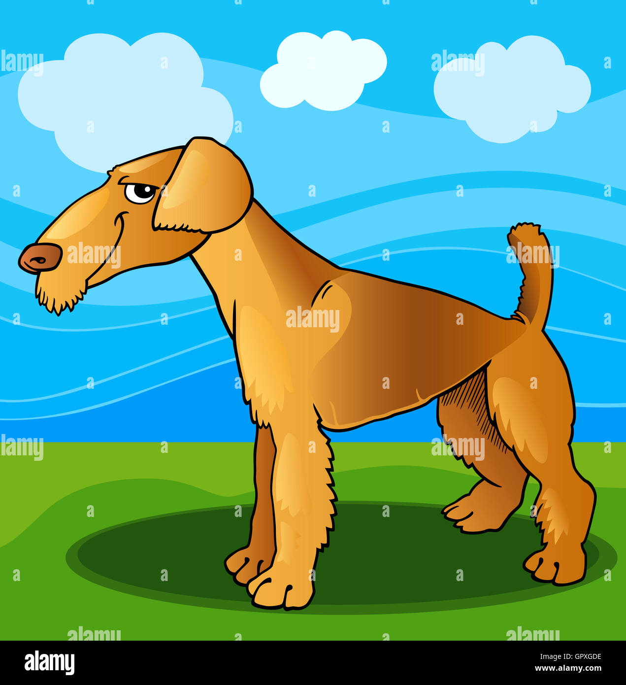airedale terrier dog cartoon illustration Stock Photo - Alamy