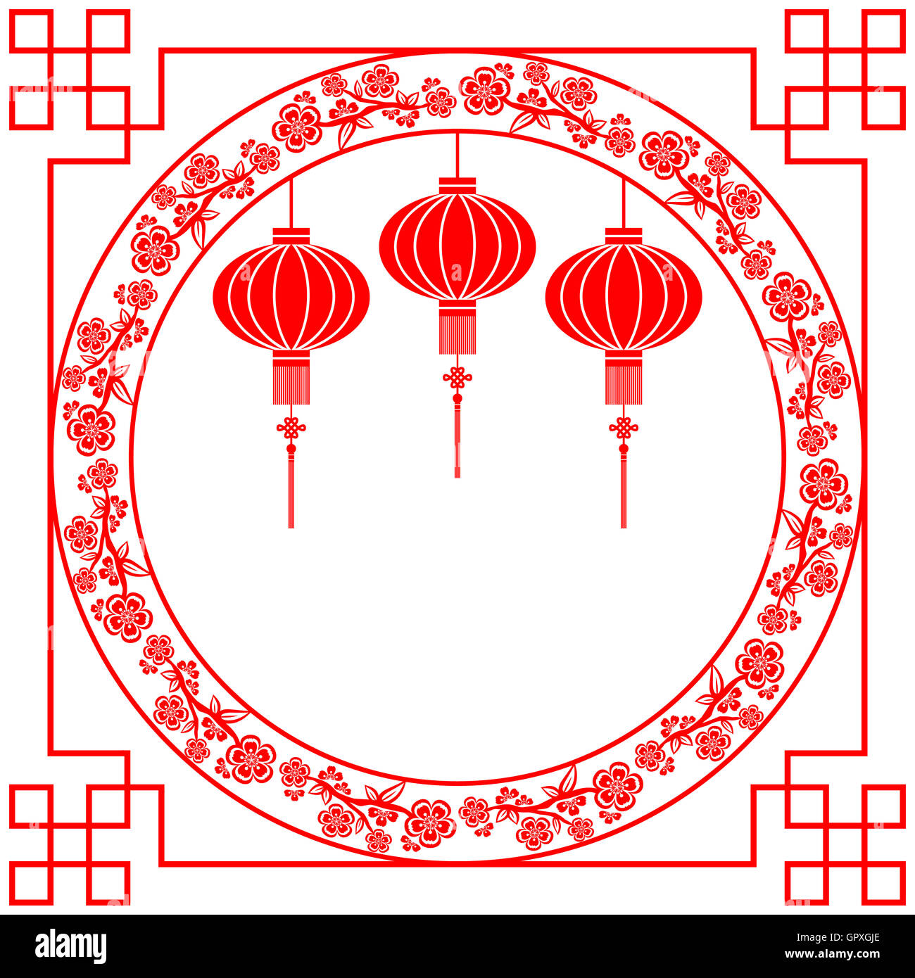 Chinese New Year Red Lantern Background Stock Photo - Alamy