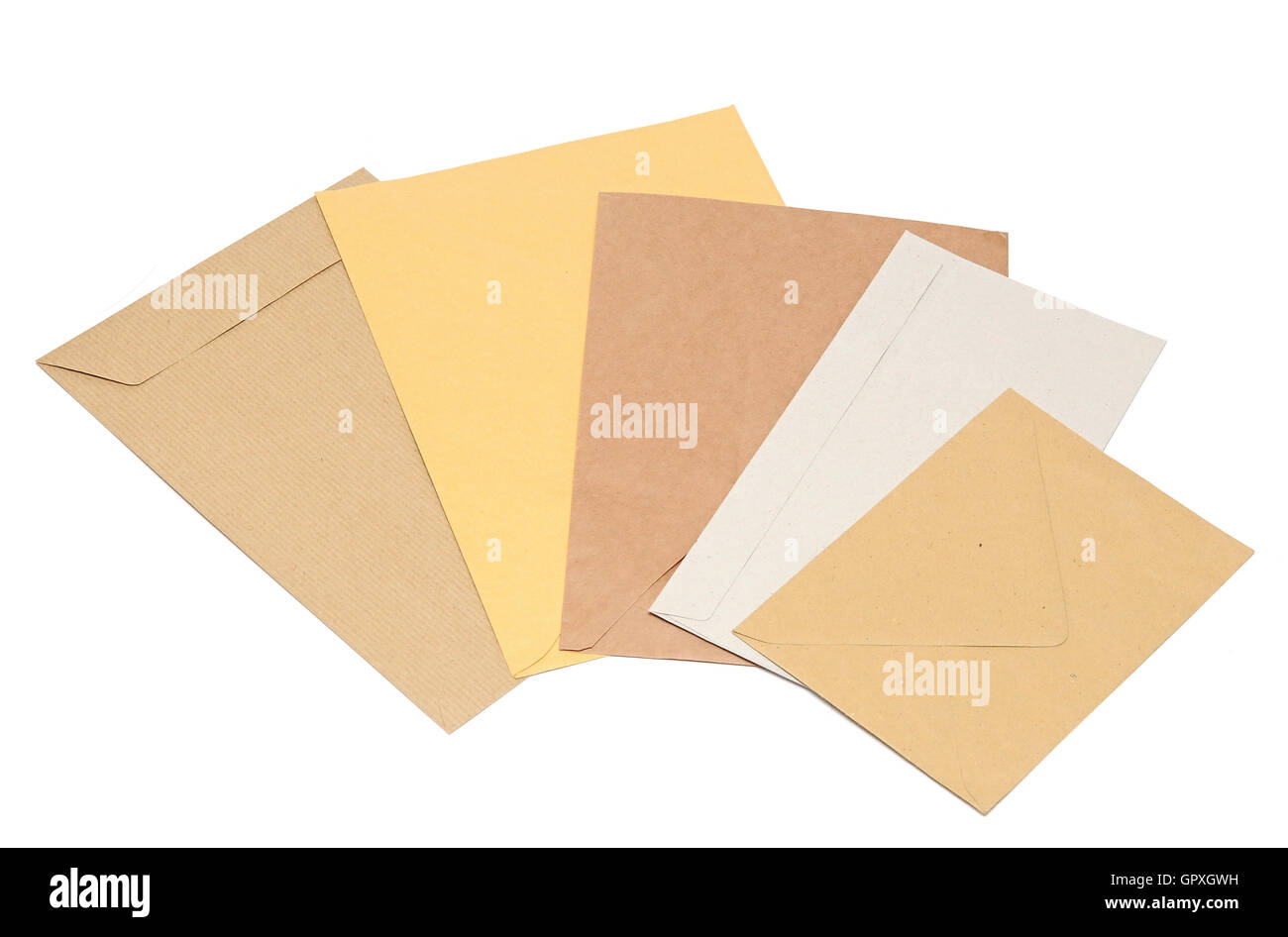 pile envelopes on white background Stock Photo - Alamy