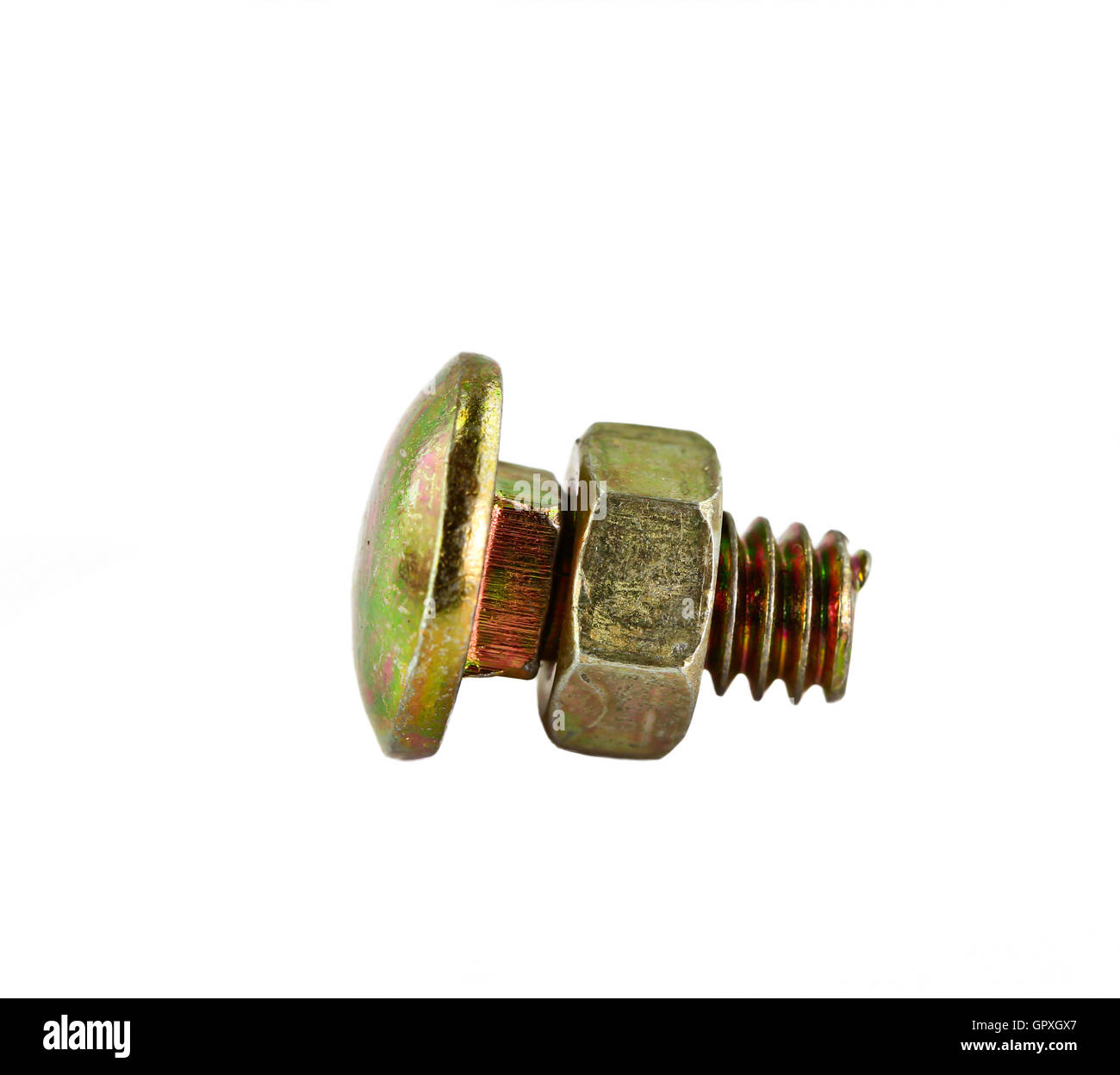 various views of the bolt and nut , Closeup isolated on a white Stock ...