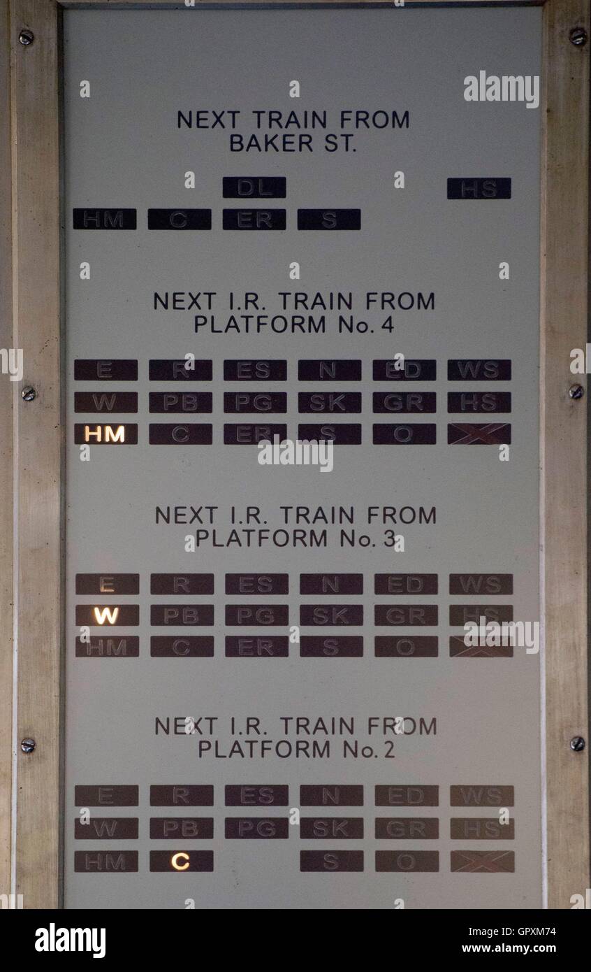 A signalling panel is illuminated inside the Circle and Hammersmith ...